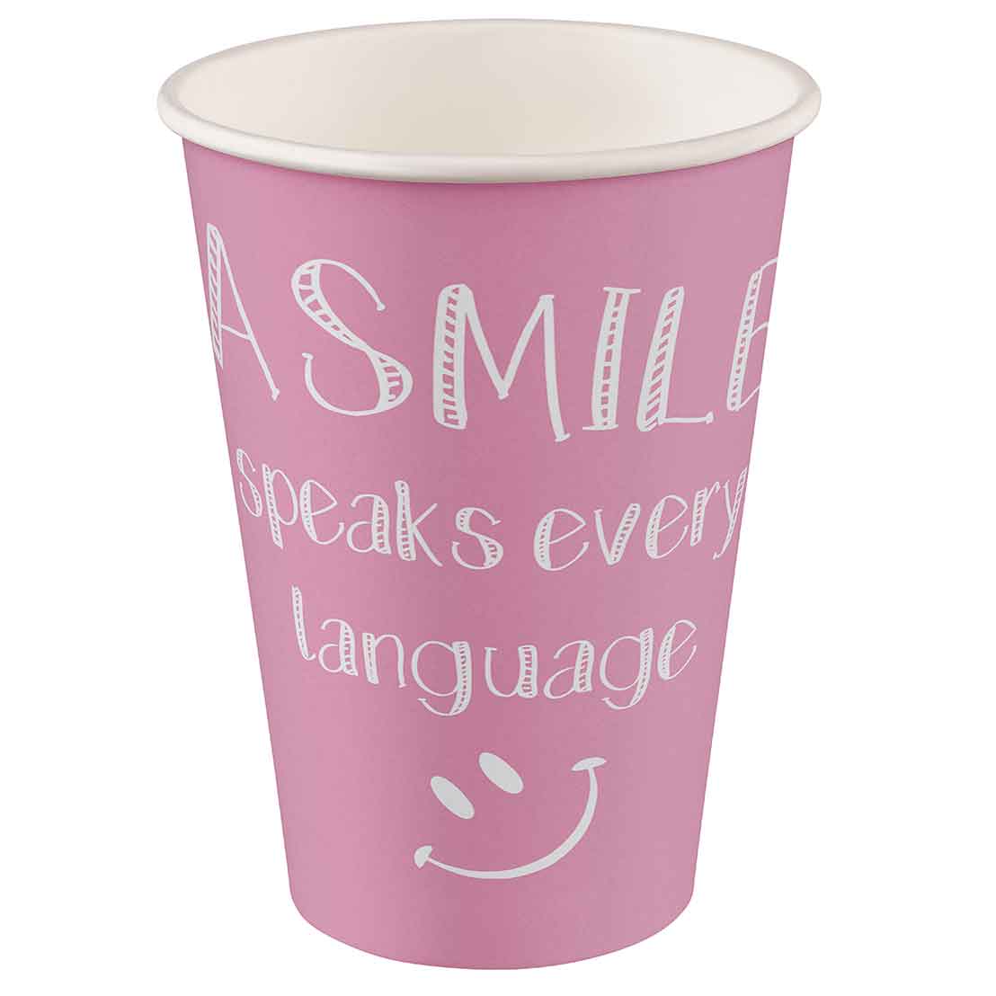 Mundspülbecher Hartpapier, recyclebar, Zahndesign rosa, 180 ml