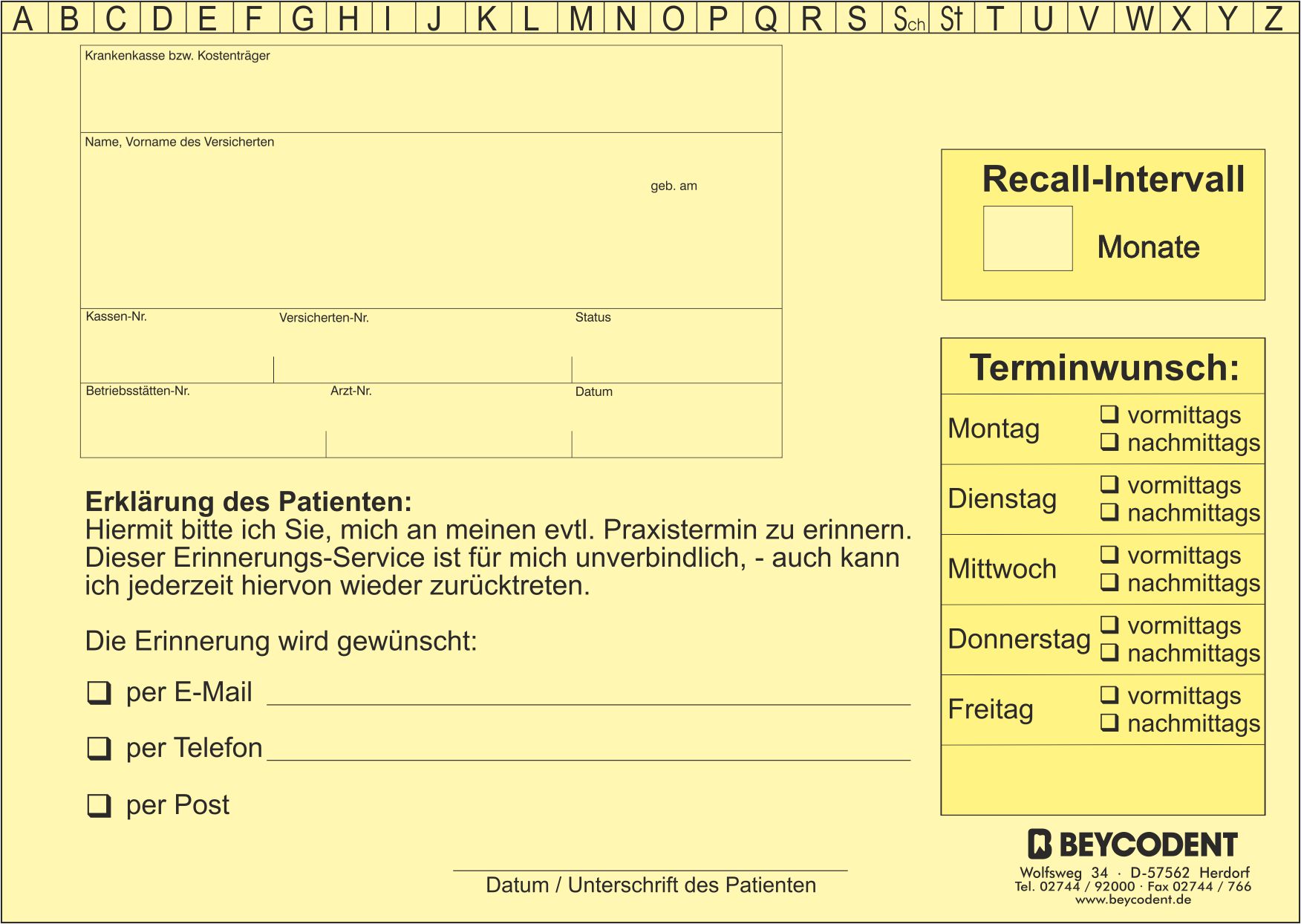 Recall‑Karteikarte A6 quer