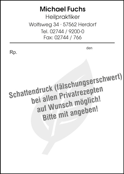 Privatrezepte mit Praxiseindruck günstig online kaufen